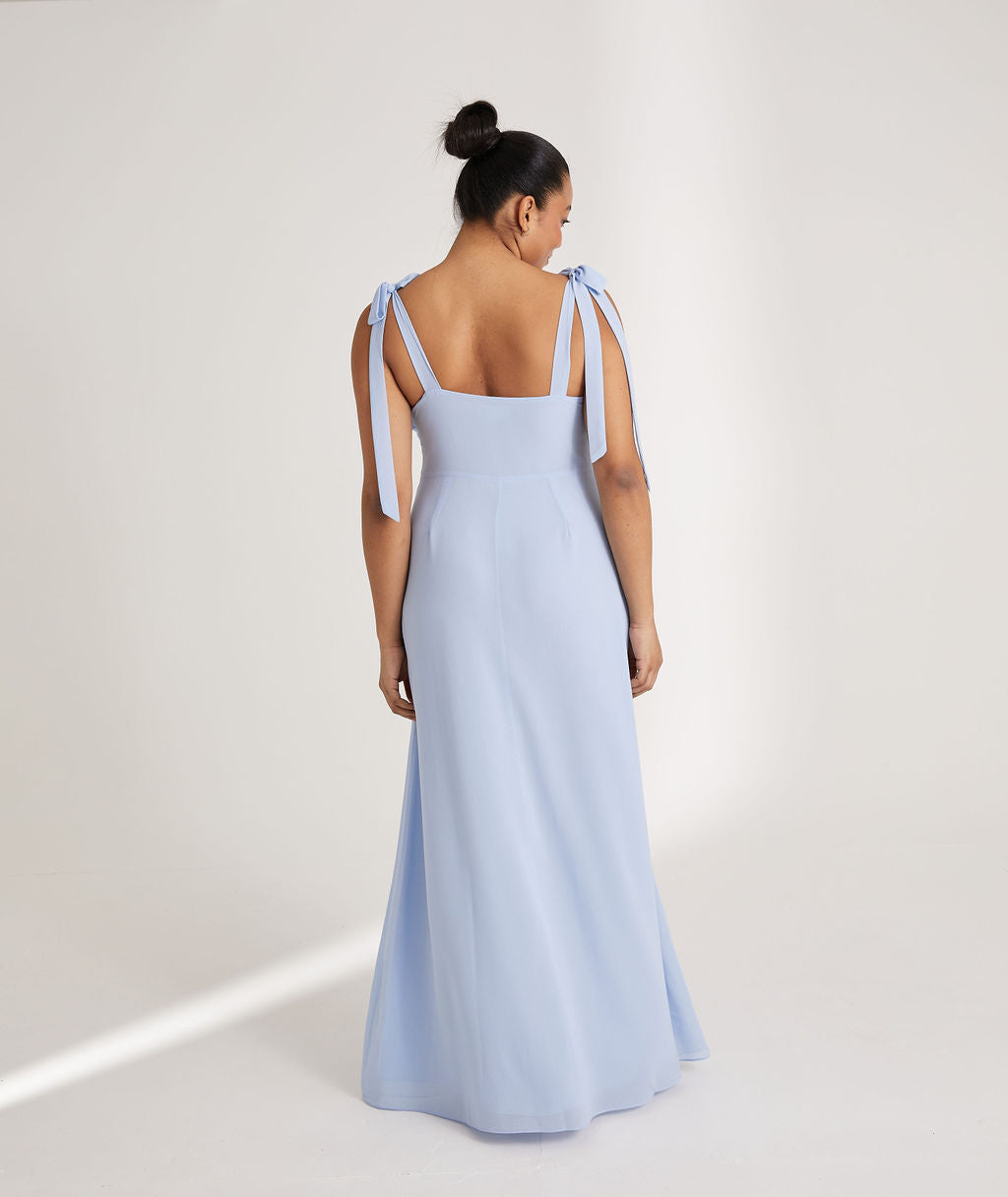 Bow Tie Chiffon Bridesmaid Dress - Cornflower Blue – Six Stories