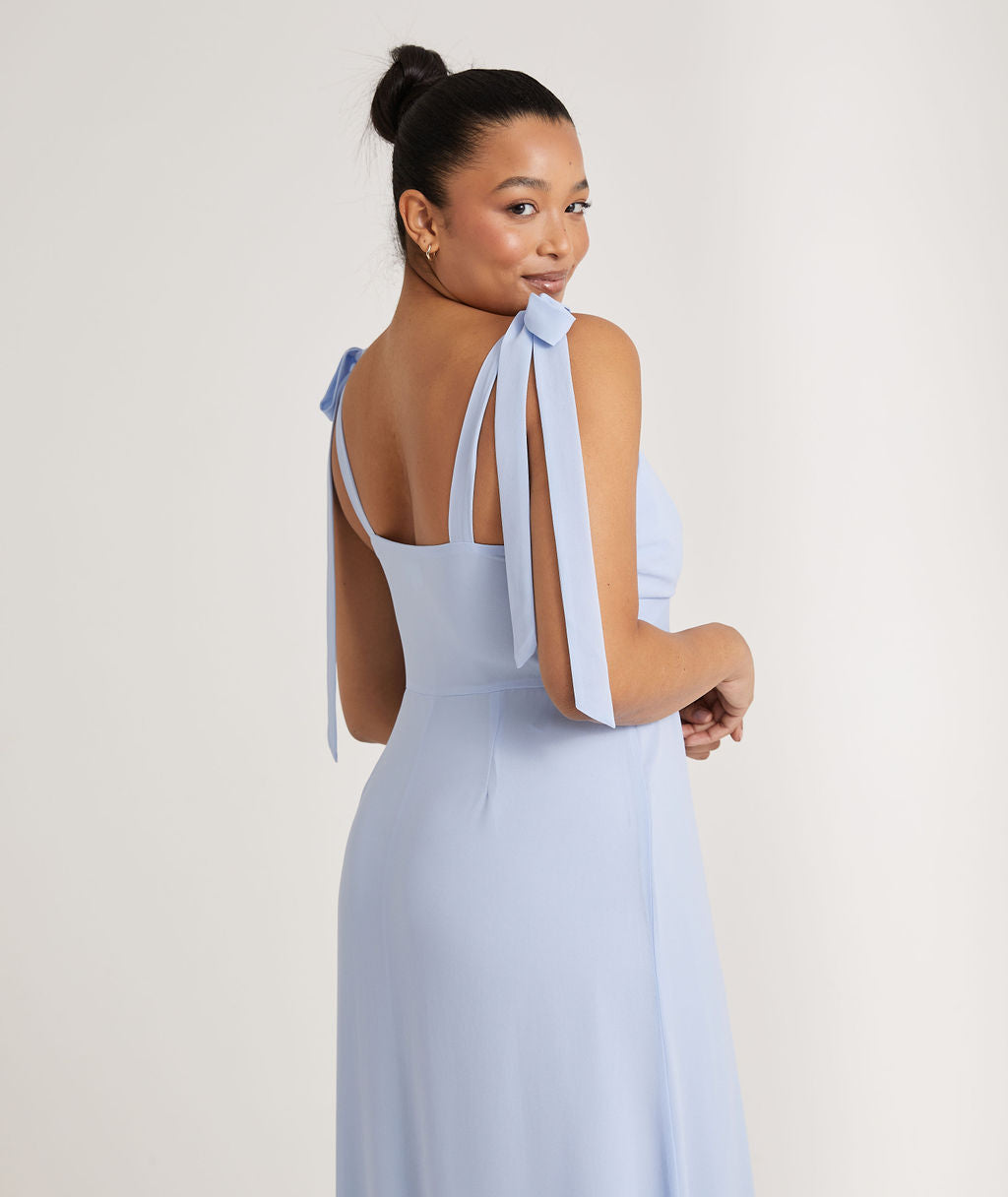 Bow Tie Chiffon Bridesmaid Dress - Cornflower Blue – Six Stories
