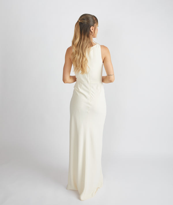 Cowl Front Crepe Bridesmaid Dress - Almond – Six Stories