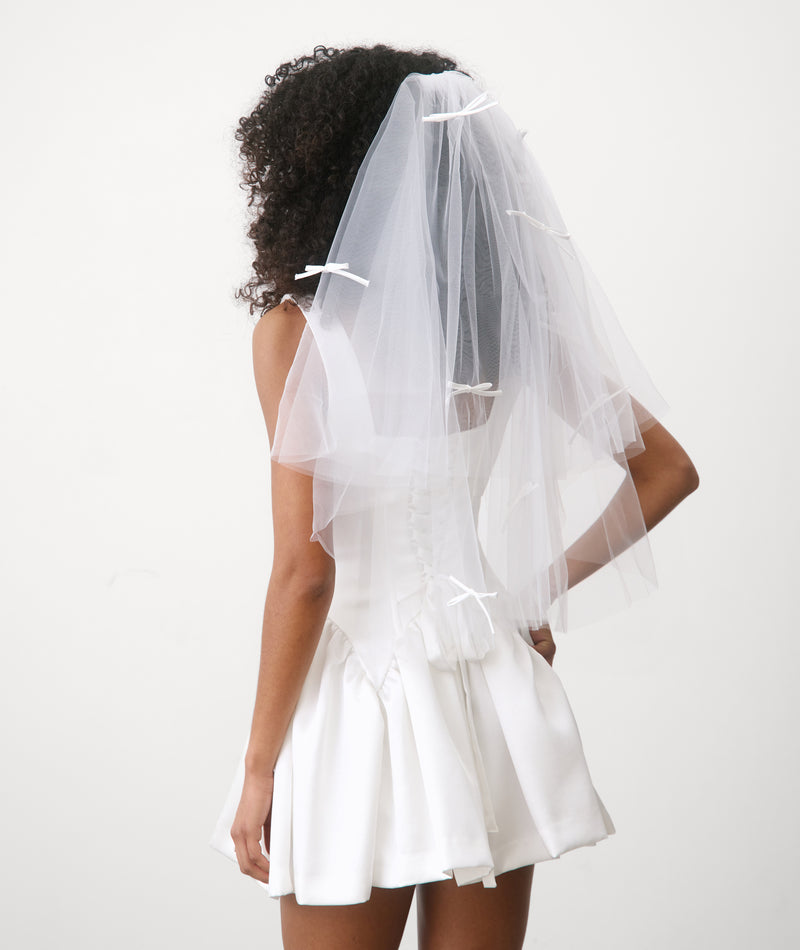 Mini Bow Tulle Veil - White – Six Stories