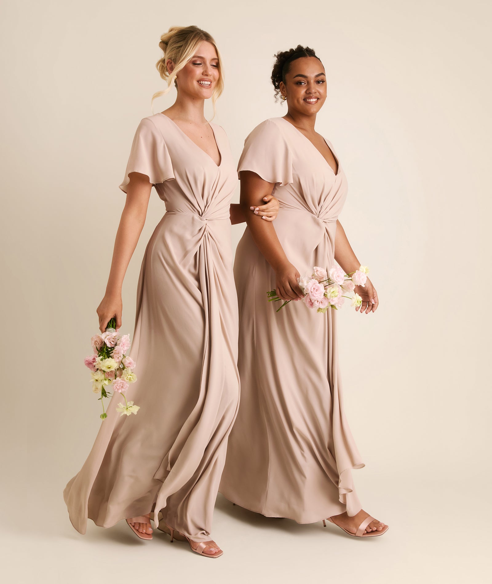 Knot Detail Chiffon Bridesmaid Dress - Taupe – Six Stories
